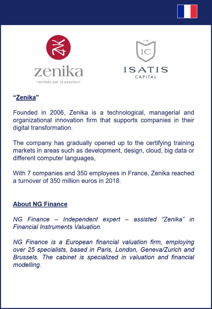 Zenika - NG Finance a accompagné la société Zenika dans sa valorisation ...